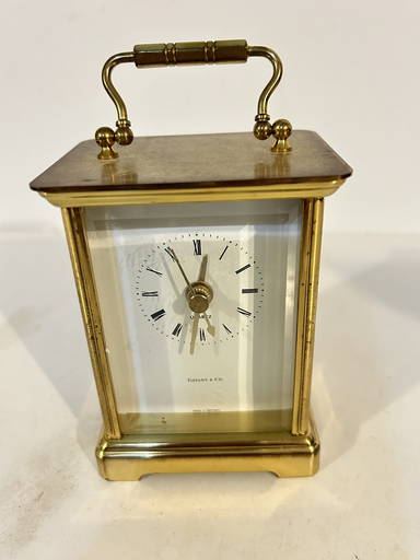 Vintage Tiffany & Co Quartz Desk Clock Brushed Brass Works
