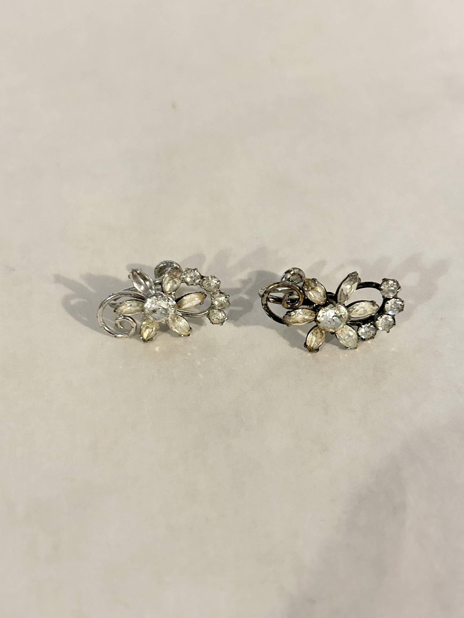Vintage Sterling Silver Rhinestone Earrings Auction