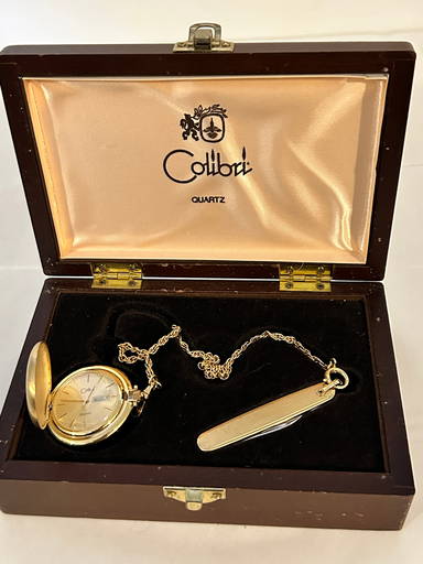 Vintage Colibri Quartz Pocket Watch & Knife