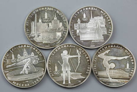 1980 Moscow Olympics Silver 6 Coin Set