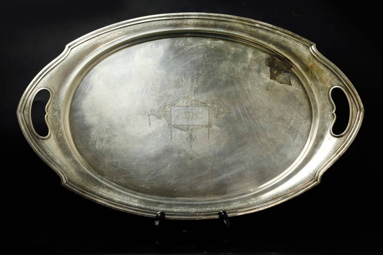 International Sterling Silver Tray With Handles, Marked