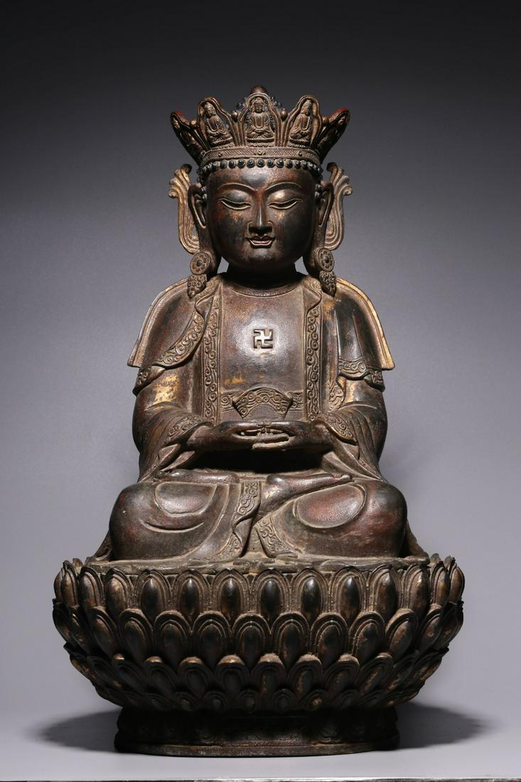 Bronze lacquer golden crowned Buddha seated statue - Sep 04, 2022 ...