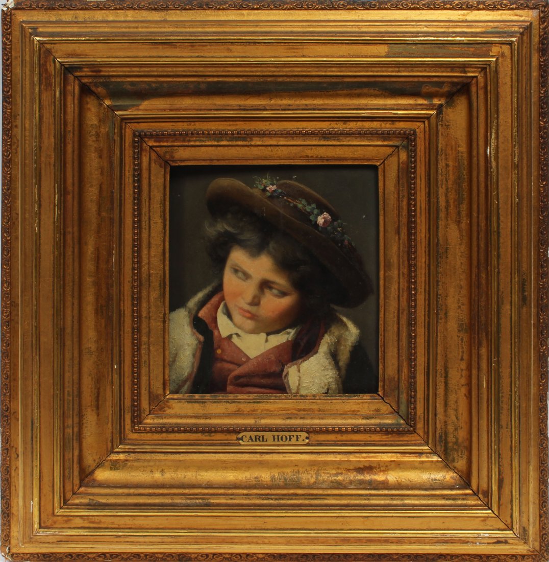 Museum Framed European Portrait Oil Painting C. Hoff
