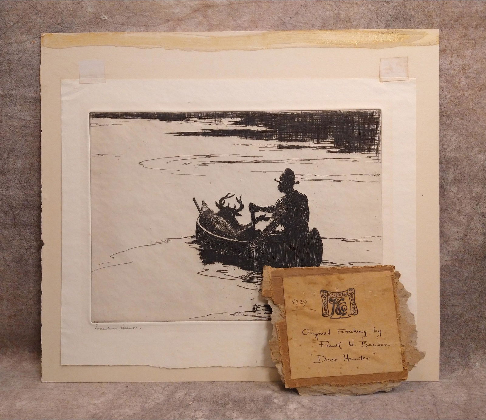 Frank Weston Benson American Artist Hand Signed Etching Deer Hunter