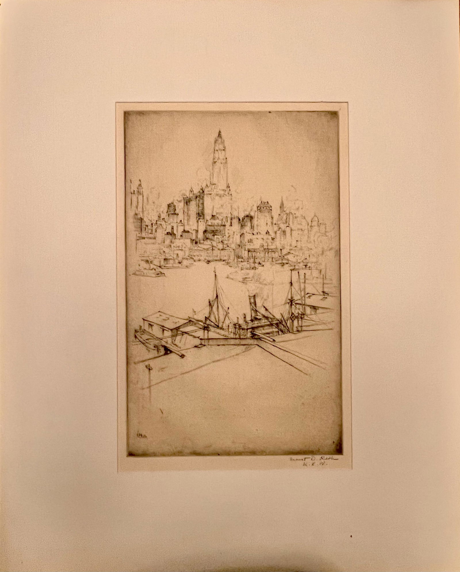 Ernest David Roth American Artist New York Scene Etching Signed