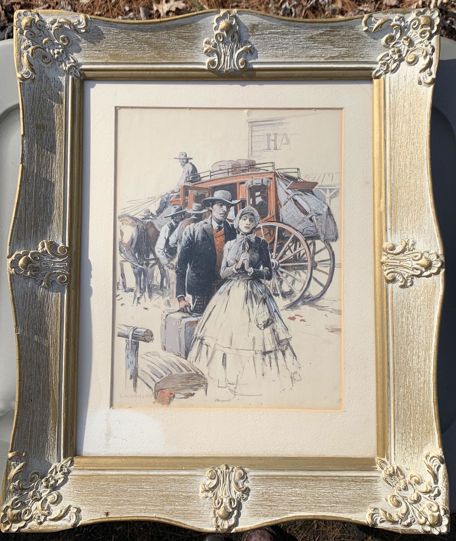 American Delaware Artist Illustration Stanley Arthurs Signed Gouache ...