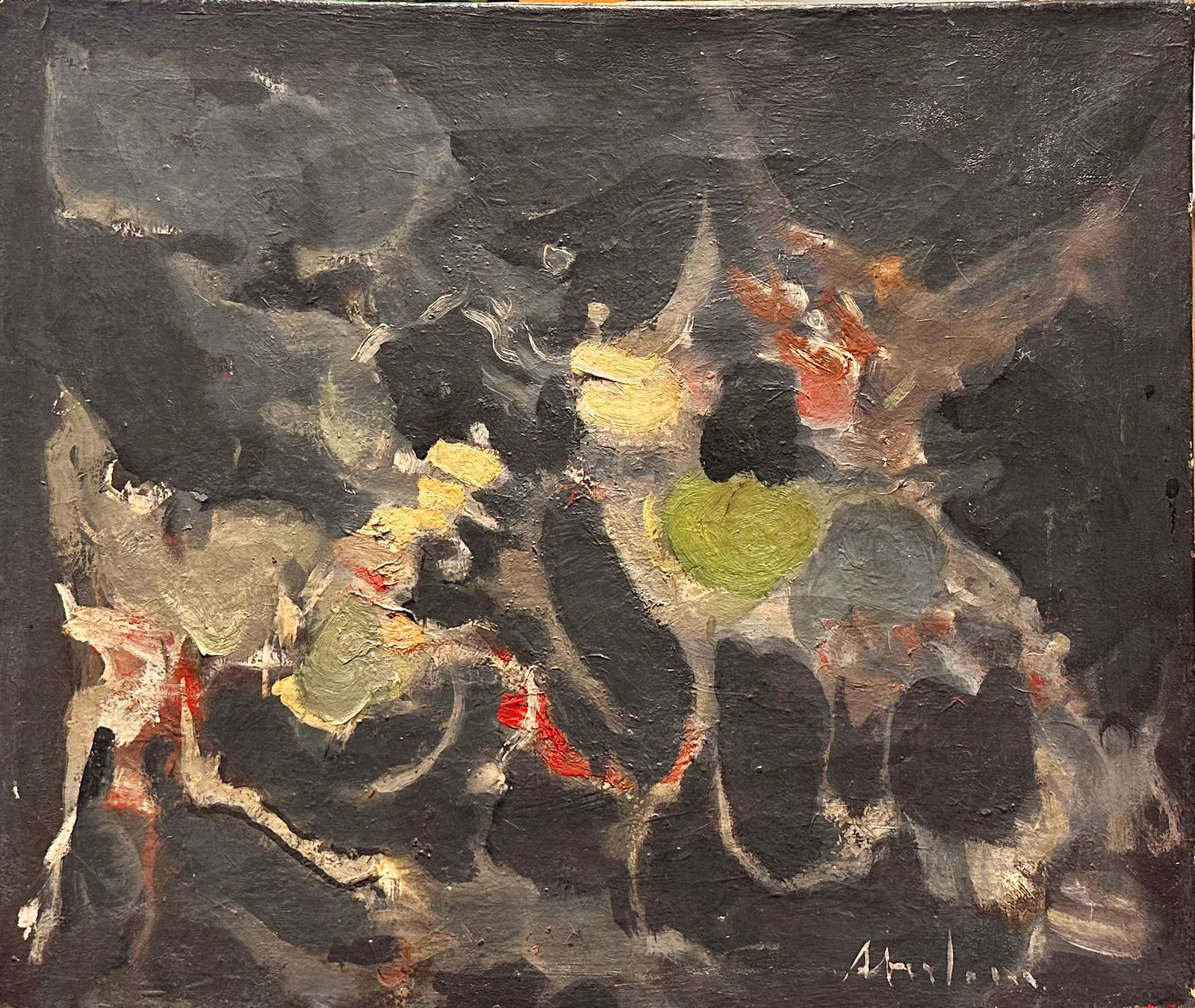Vintage French Abstract Expressionist Oil Painting Signed Sleeper