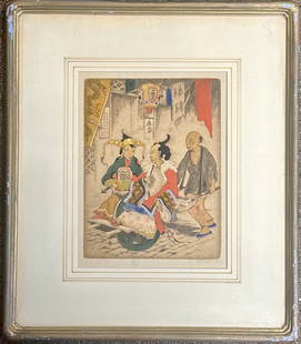 Charles Laborde French Artist Art Deco Hand Colored Etching Auction