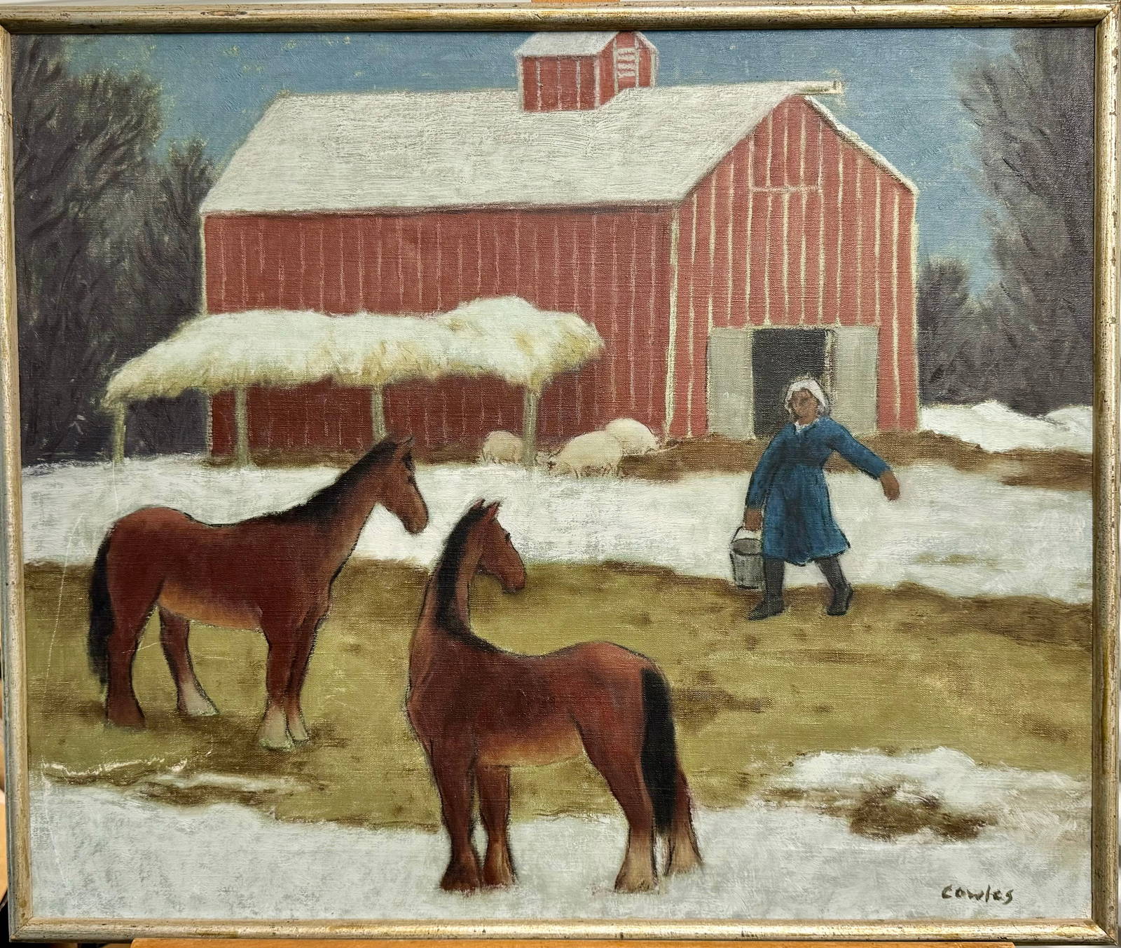 Vintage American School Wpa Era New Mexico Artist Russell Cowles Oil ...