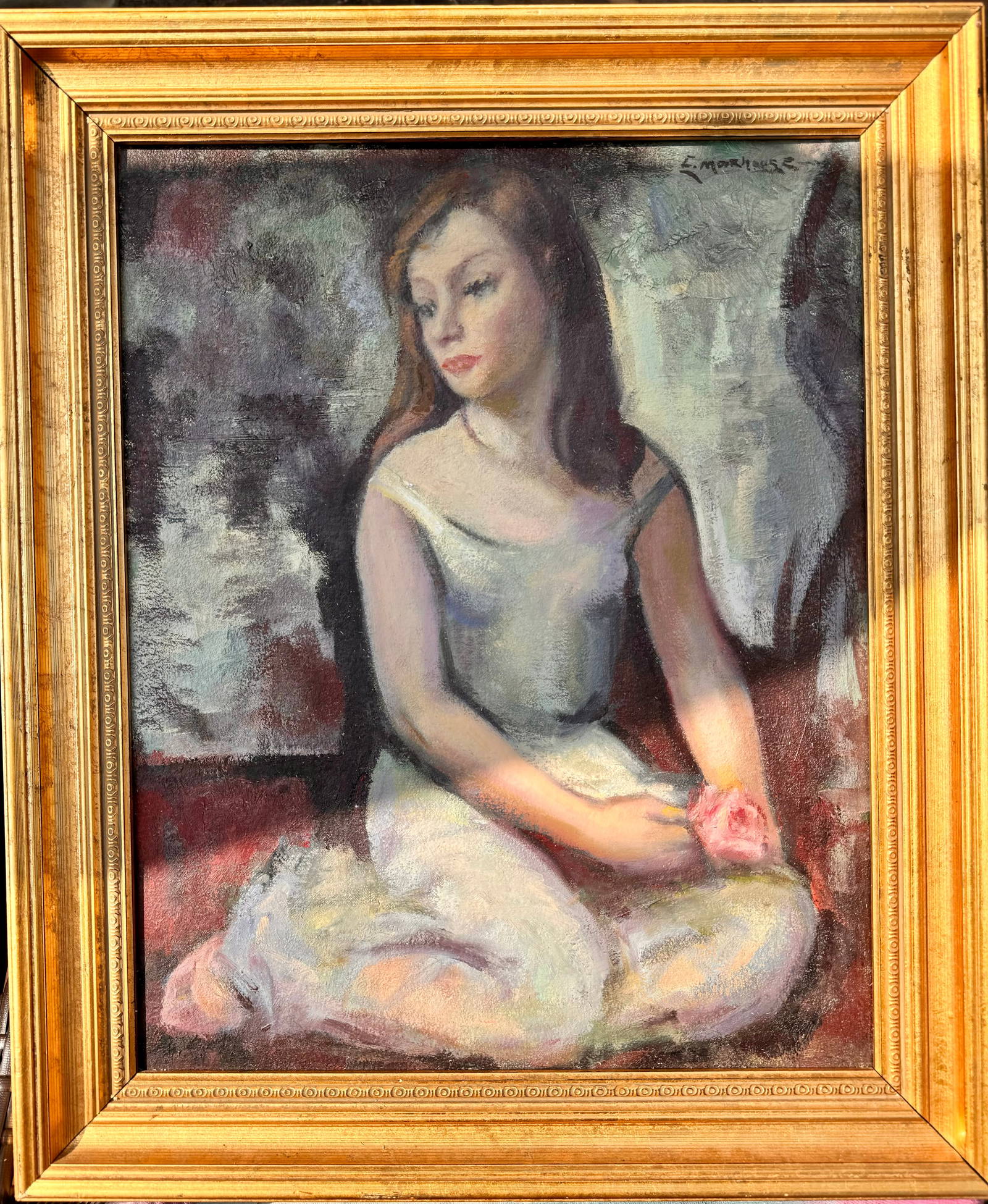 Vintage Ameircan Modernist New York Female Portrait Edith Morehouse Oil ...