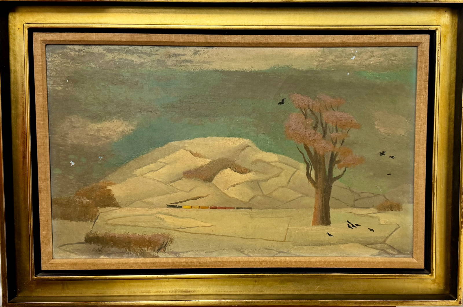 Vintage American Modernist Objectivist Abstract Oil New York Artist ...