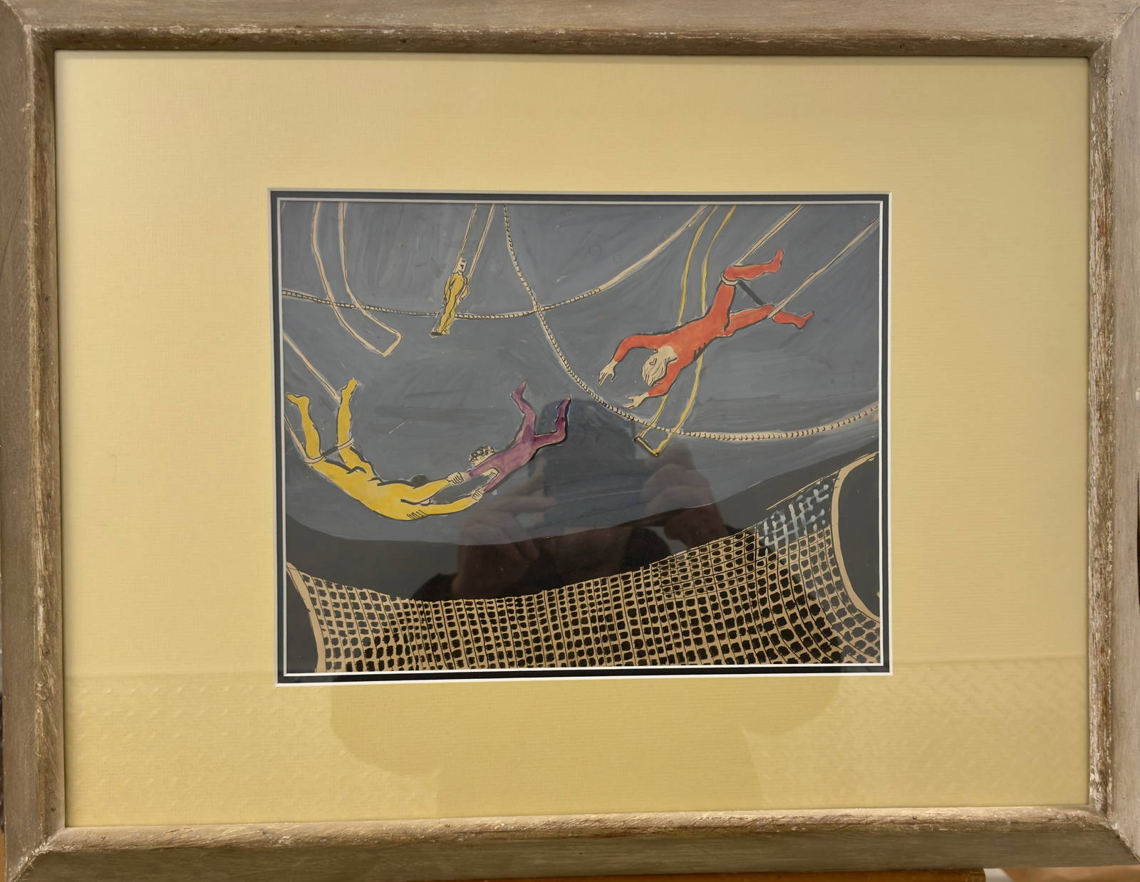 Wpa Era American School Trapeze Artists Mixed Media Auction