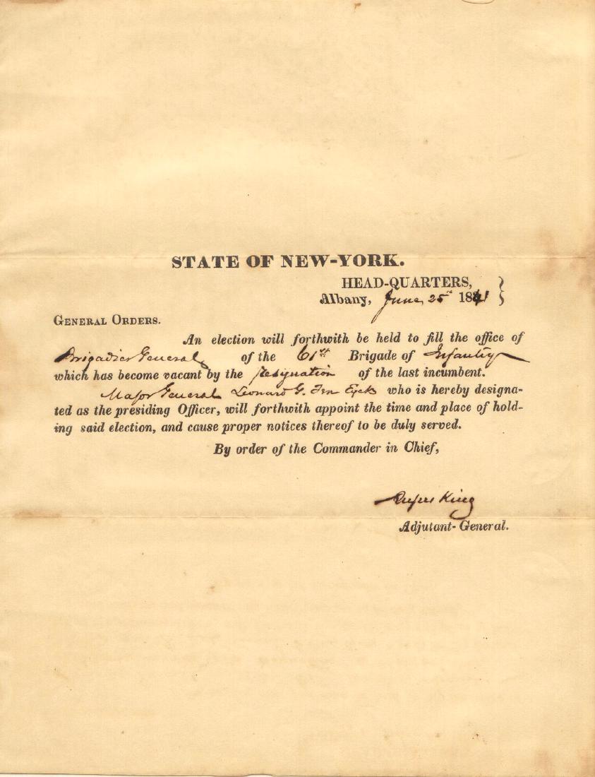 Union General Rufus King Doc Signed