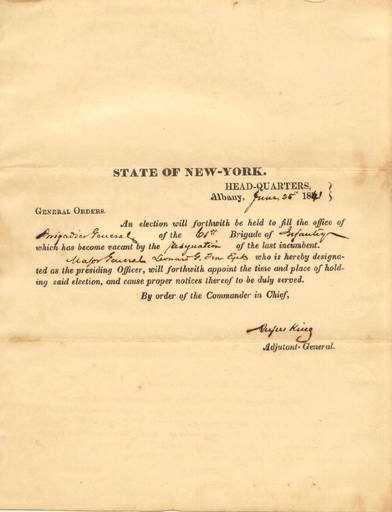 Union General Rufus King Doc Signed