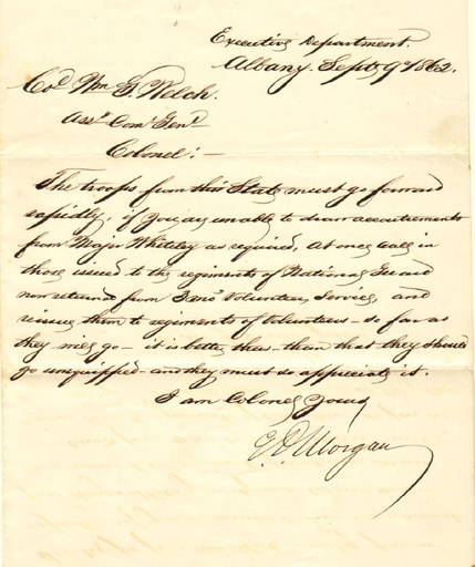 Union Gen Edwin Dennison Morgan Ltr Signed