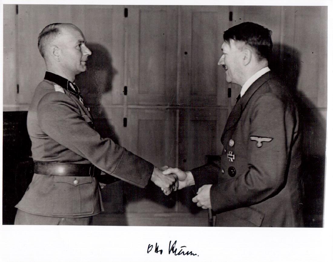 German General Otto Kumm Photo With Hitler Signed
