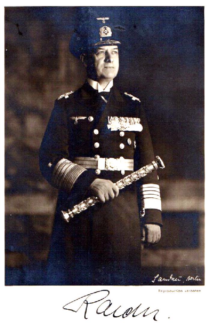 German Admiral ERICH RAEDER - Photo Signed