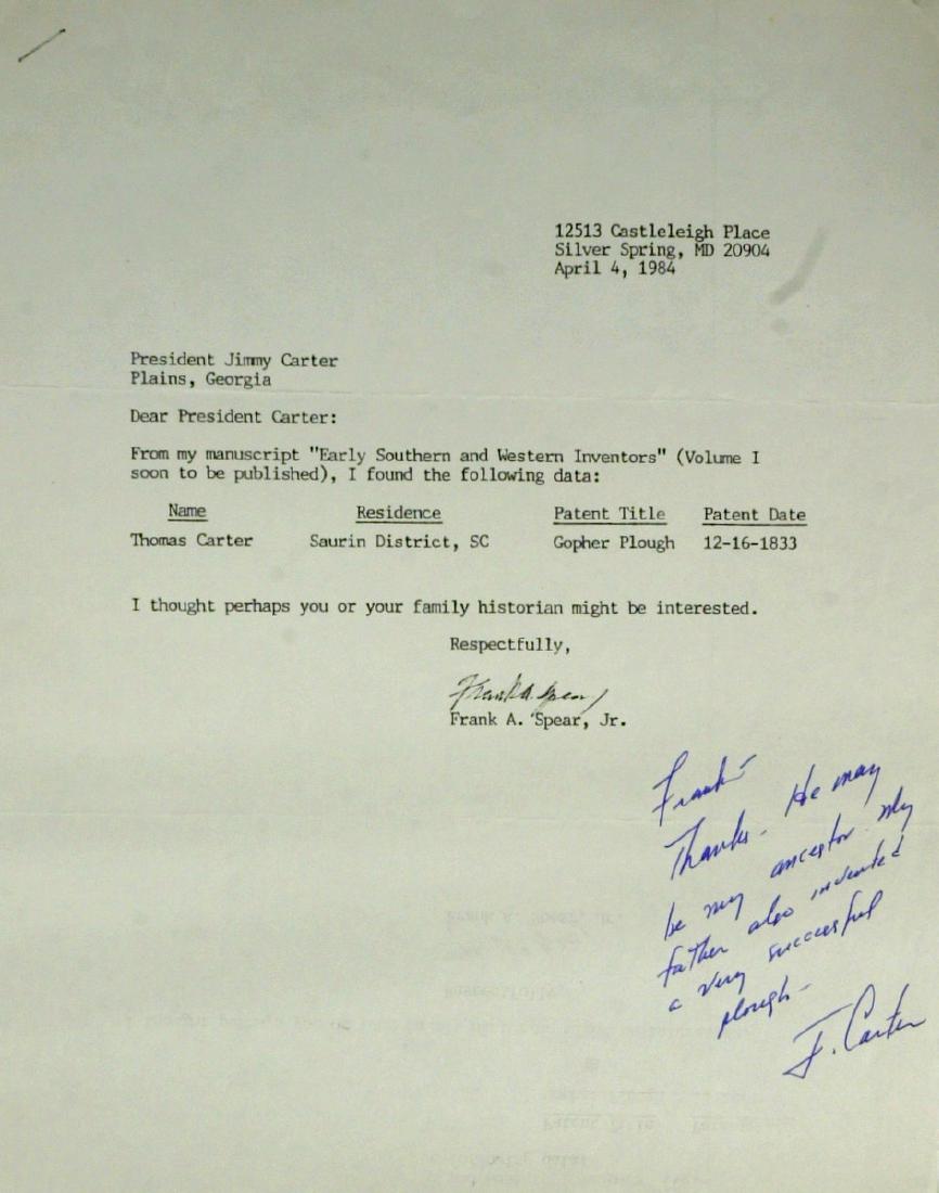 JIMMY CARTER - Autograph Note Signed