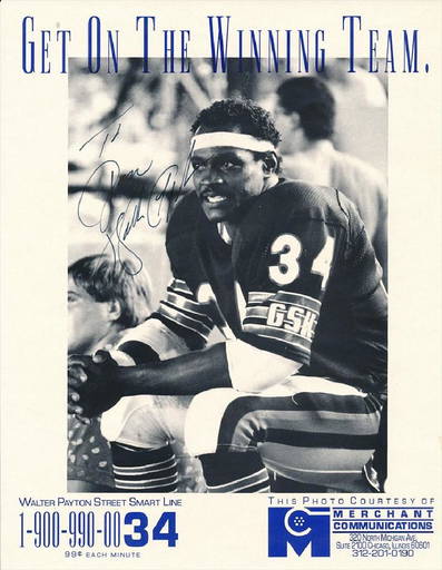 "sweetness" Walter Payton Photo Signed