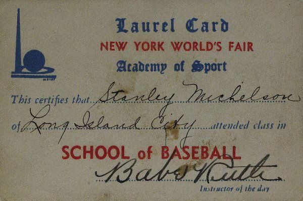 647: "Bambino" BABE RUTH-School of Baseball Card Signed