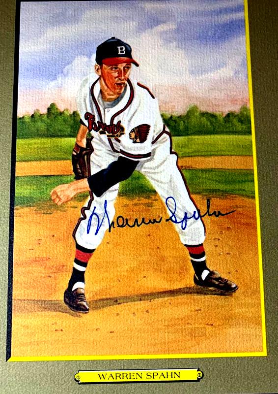 300 Game Winner Warren Spahn Signed Card