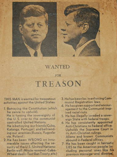 Jfk Orig "wanted For Treason" Poster *very Rare*