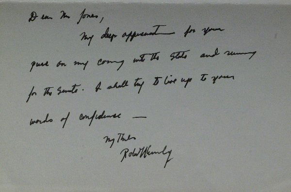 90: Senator ROBERT F KENNEDY - Autograph Ltr Signed