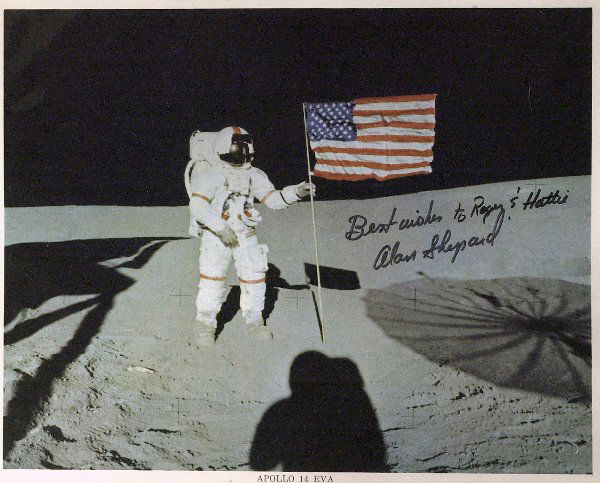 Moonwalker Alan Shepard Lunar Photo Signed