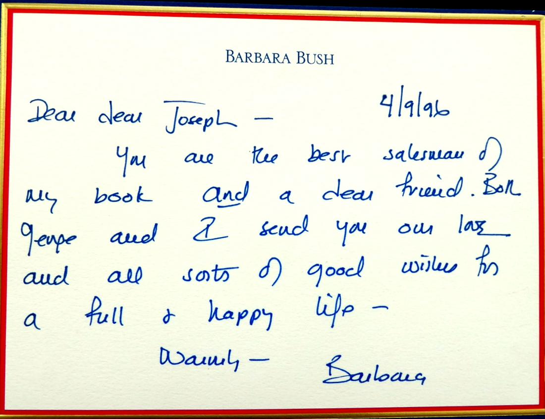 1st Lady Barbara Bush Autograph Note Signed