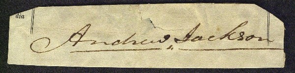 Andrew Jackson Cut Signature From Document