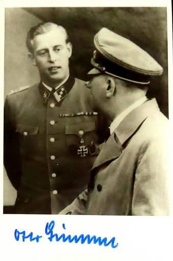 German Ss Officer Otto Gunsche Photo Signed