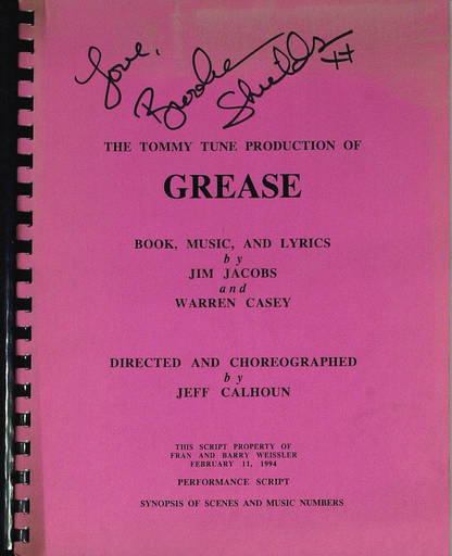 GREASE - Script Signed BROOKE SHIELDS - Jun 29, 2011 | The Written Word ...
