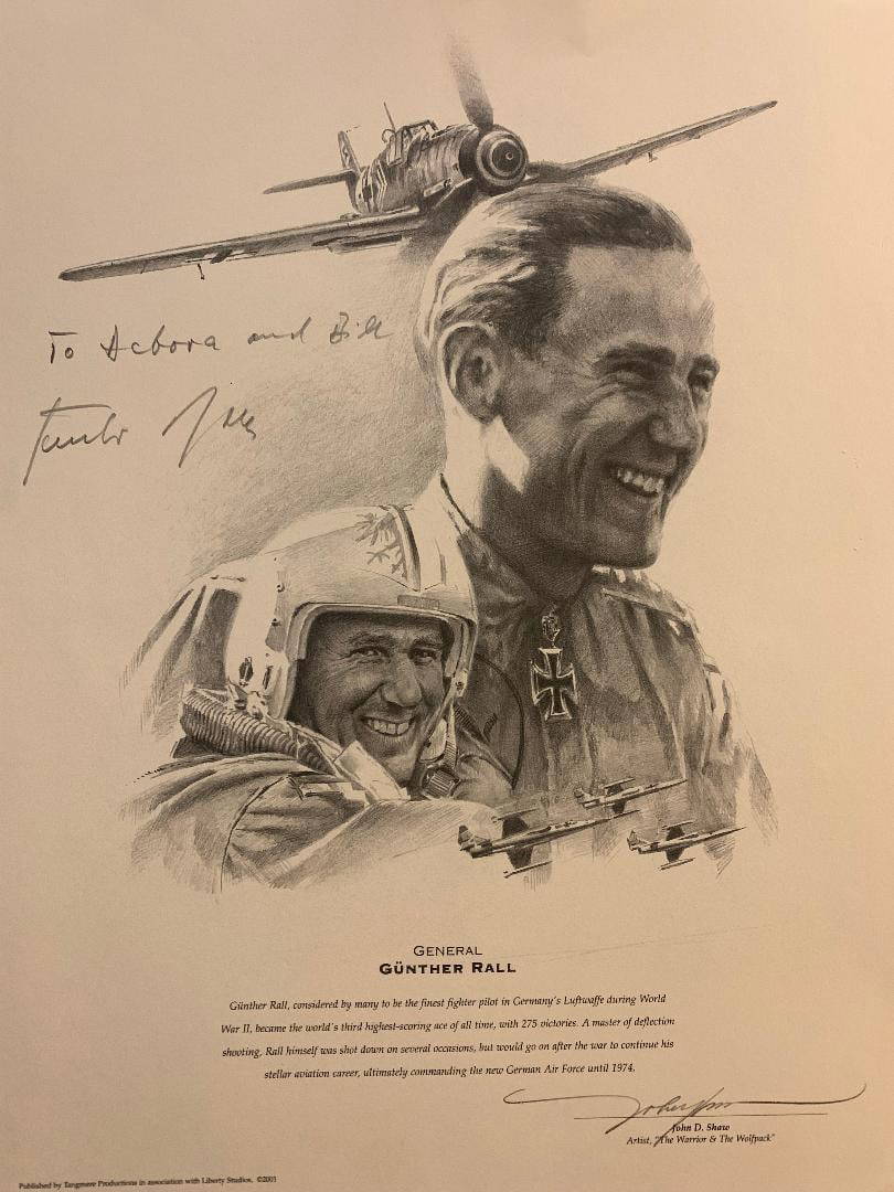 Aviation Art: German General And Ace Gunther Rall Signed Etching Auction