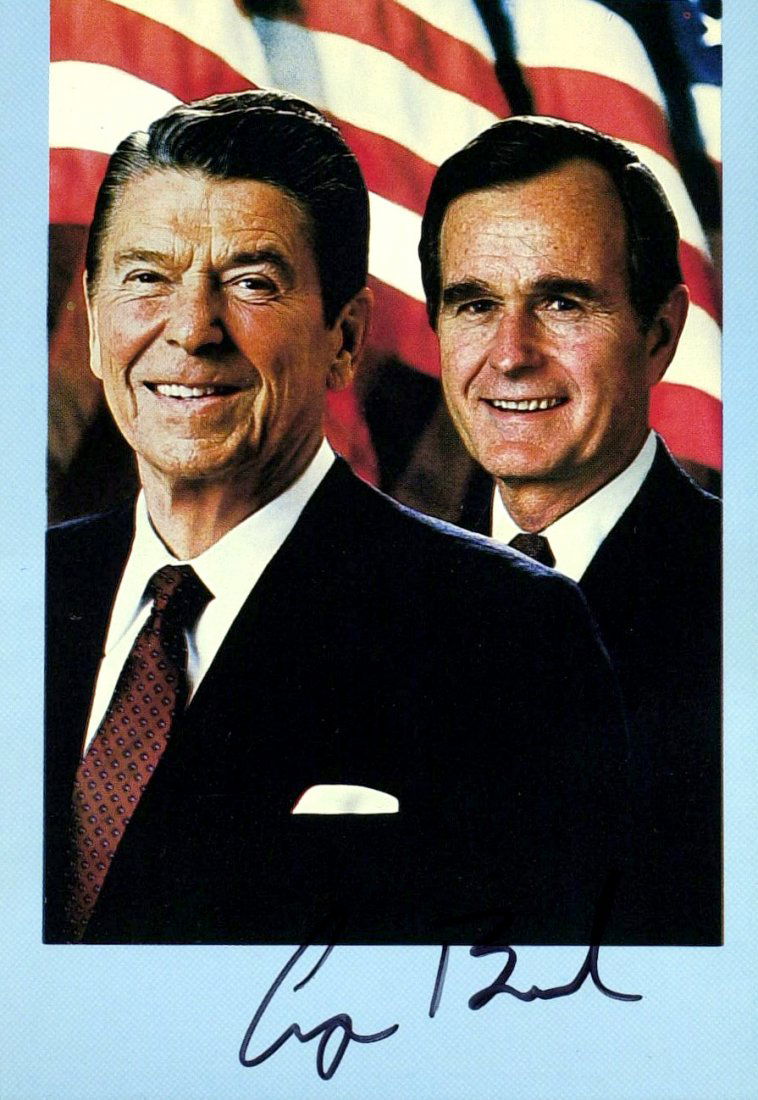 GEORGE H W BUSH - 1984 Campaign Flyer Signed