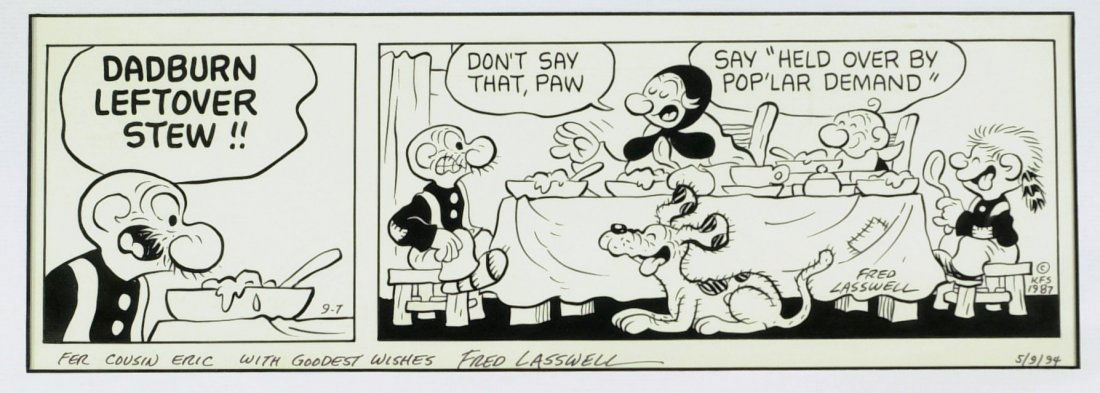 Snuffy Smith FRED LASSWELL - 2 Panel Cartoon Signed