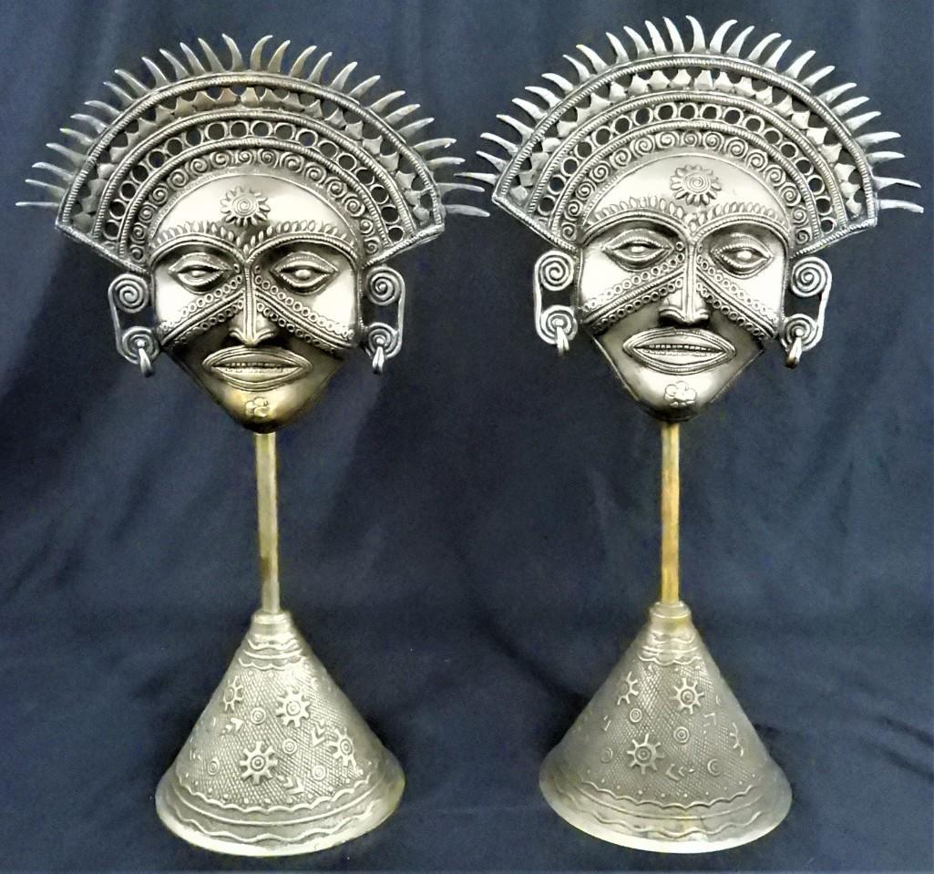 Pair of Inca Sun God Mask on Stand Brass Vintage Brass - Jan 20, 2022 ...