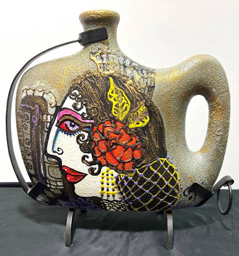 Handmade Painted Ceramic Signed Hector Cata (1947). Cuban Art