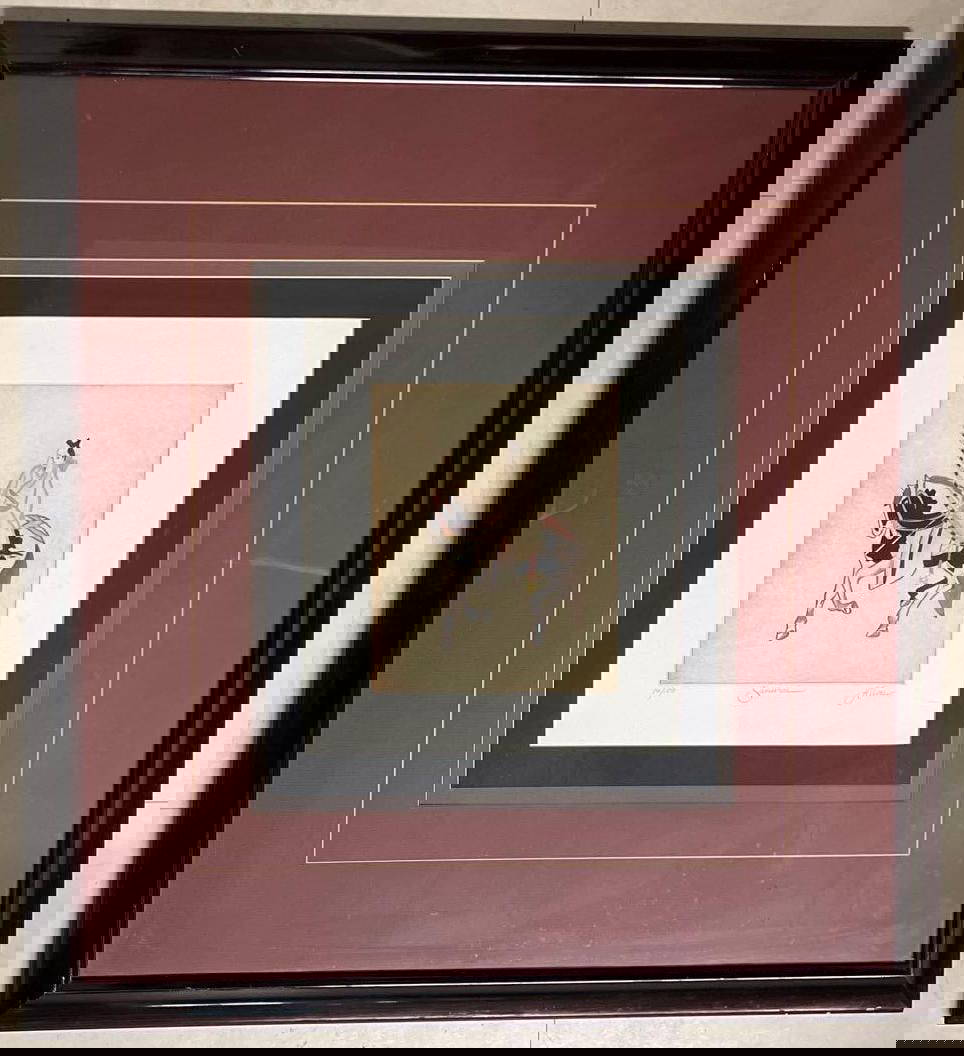 Framed Lithograph Signed And Numbered 14 / 100 Tittle Samurai. Auction