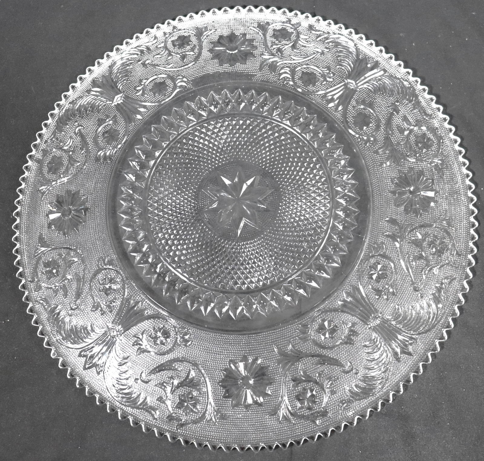 Cut Glass Large Platter Clear Glass Luncheon/salad Plates Auction