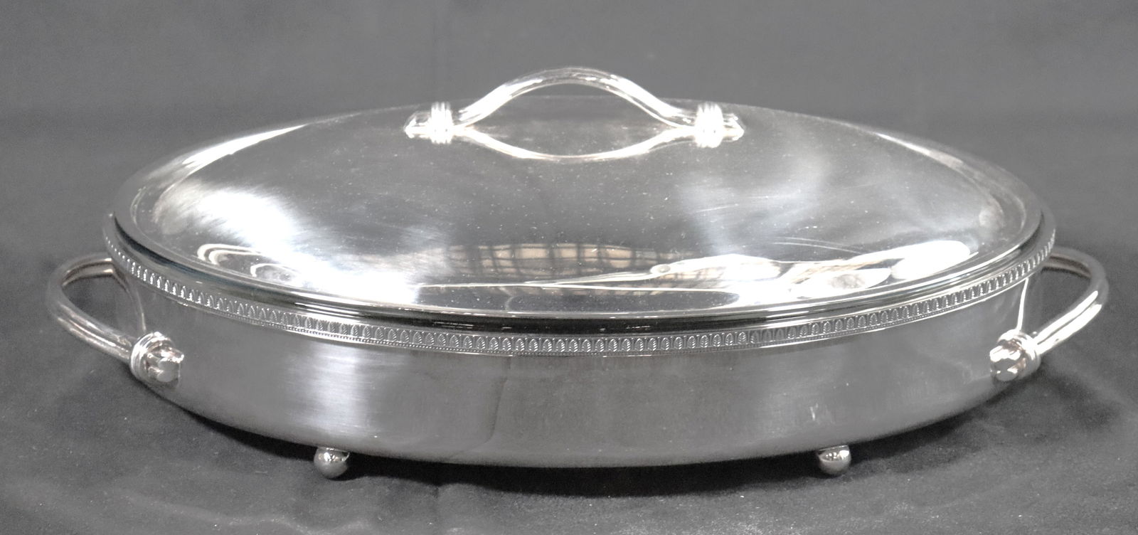 Vintage Siom Silver Plate Oval Chafing Dish With Pyrex Baking Dish Auction