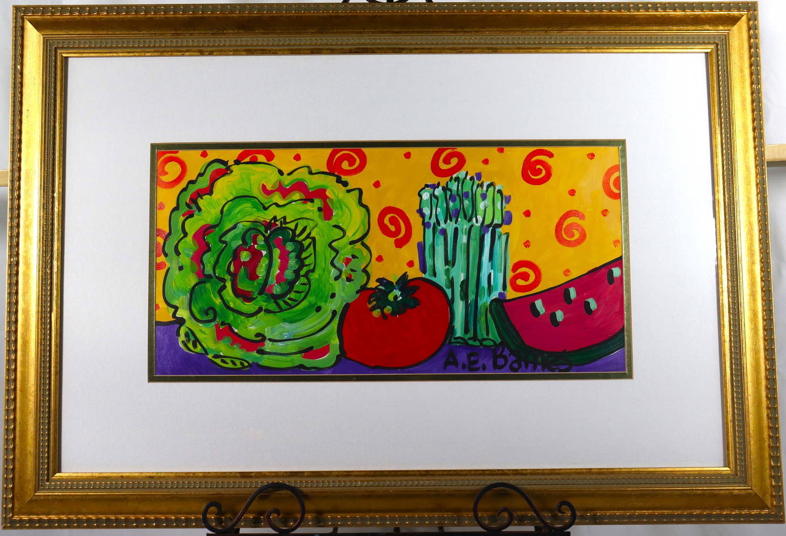 Framed Watercolor On Paper Signed A.e Barnes Auction