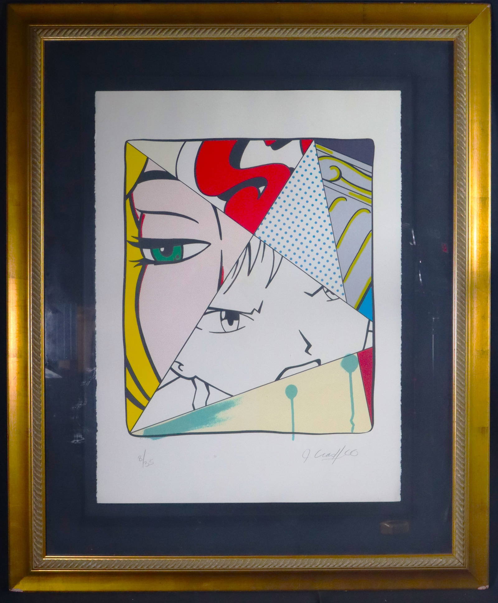 Framed Color Lithograph Signed Crash John Matos Lower Right And ...