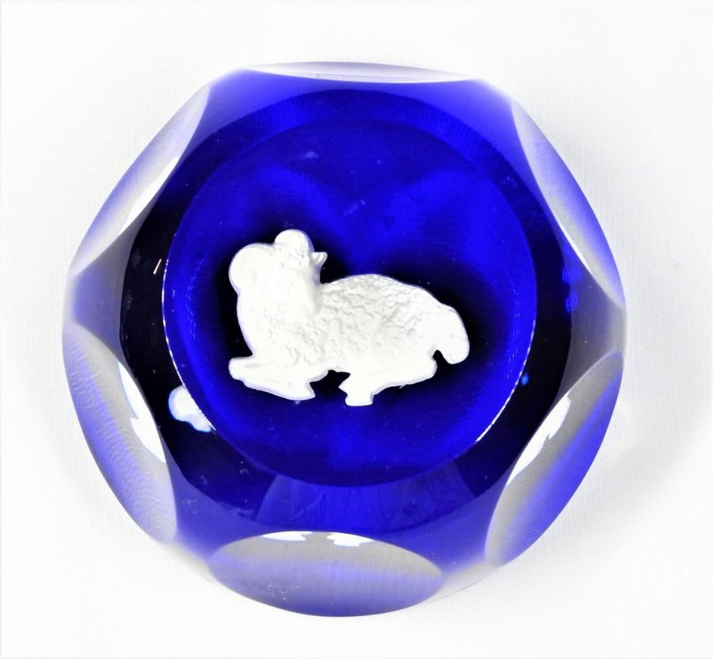 Paperweight With Ares Zodiac Symbol From Baccarat Auction