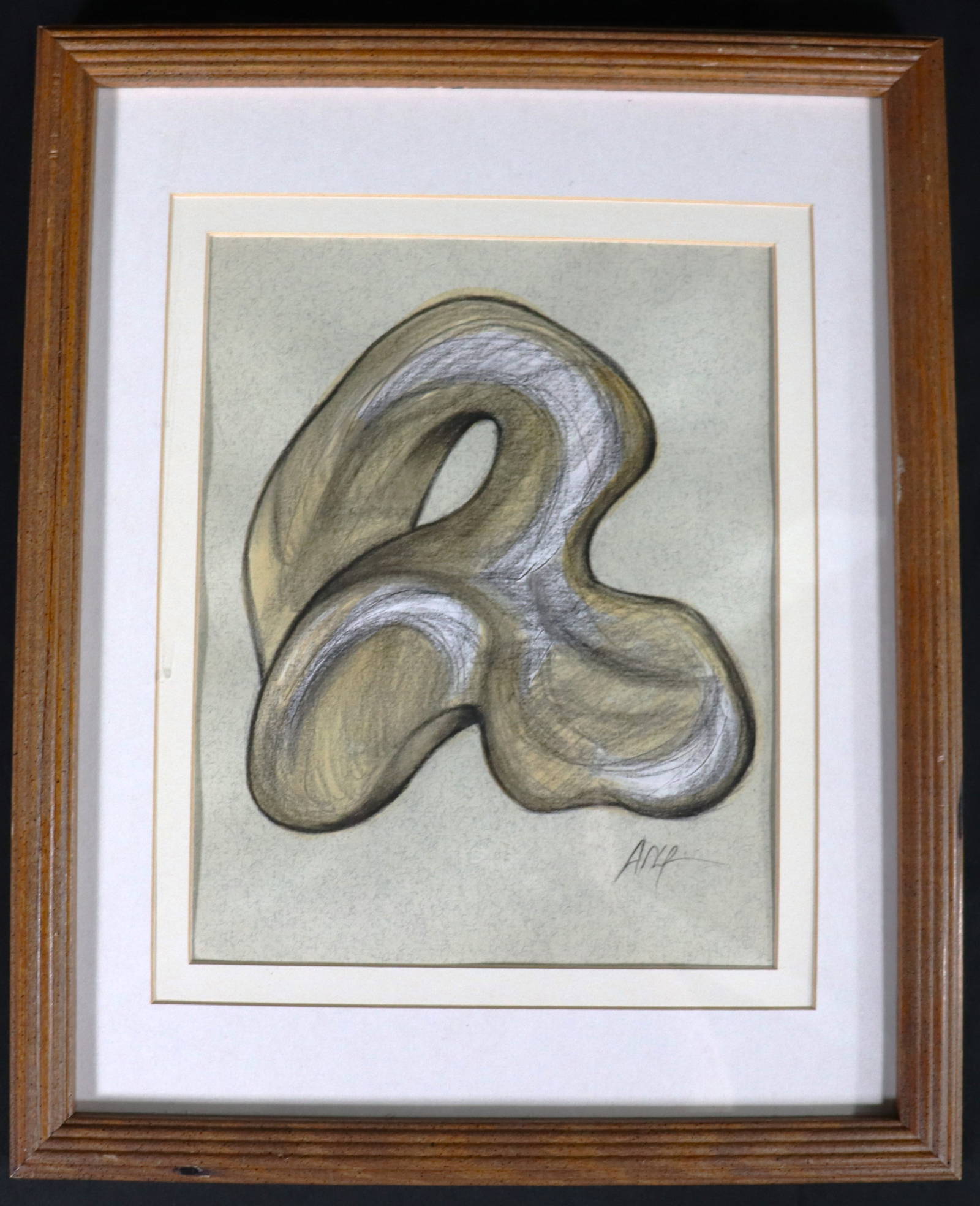 Framed Mixed Media On Paper Signed Arp Lower Right Auction