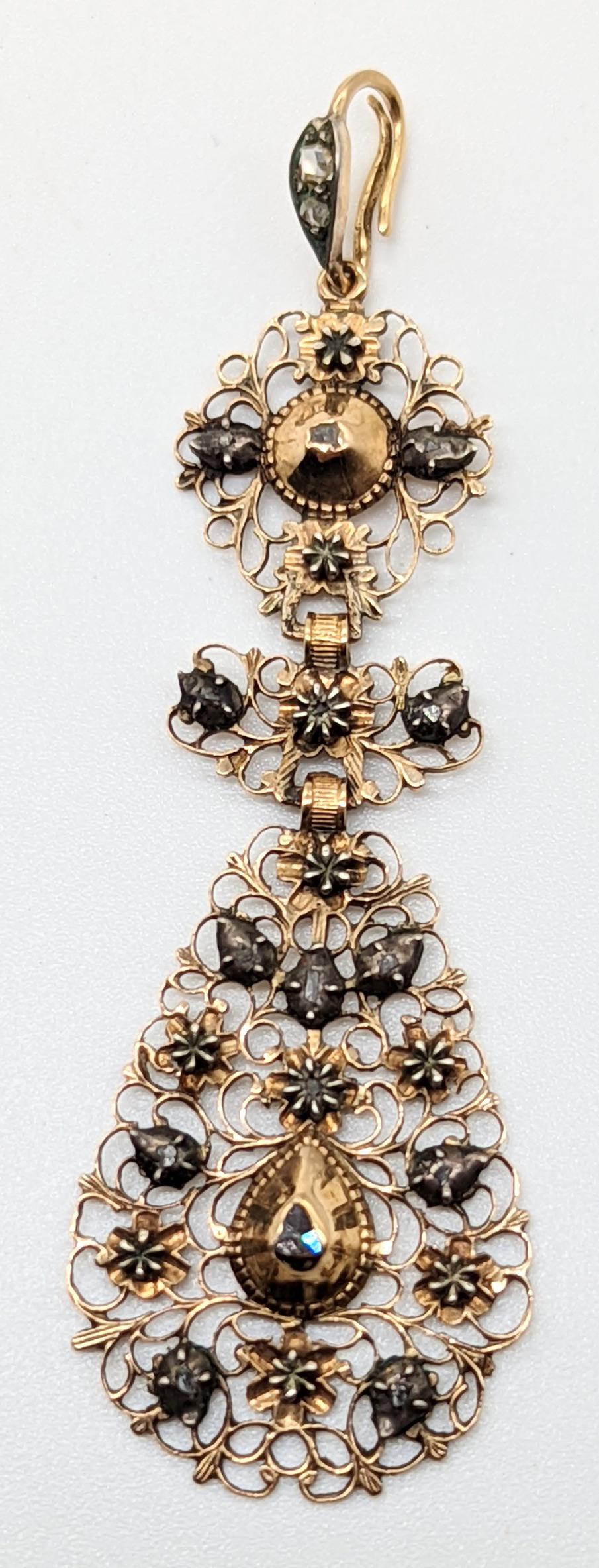 An 18th century Spanish or Portuguese high carat gold filigree and ...