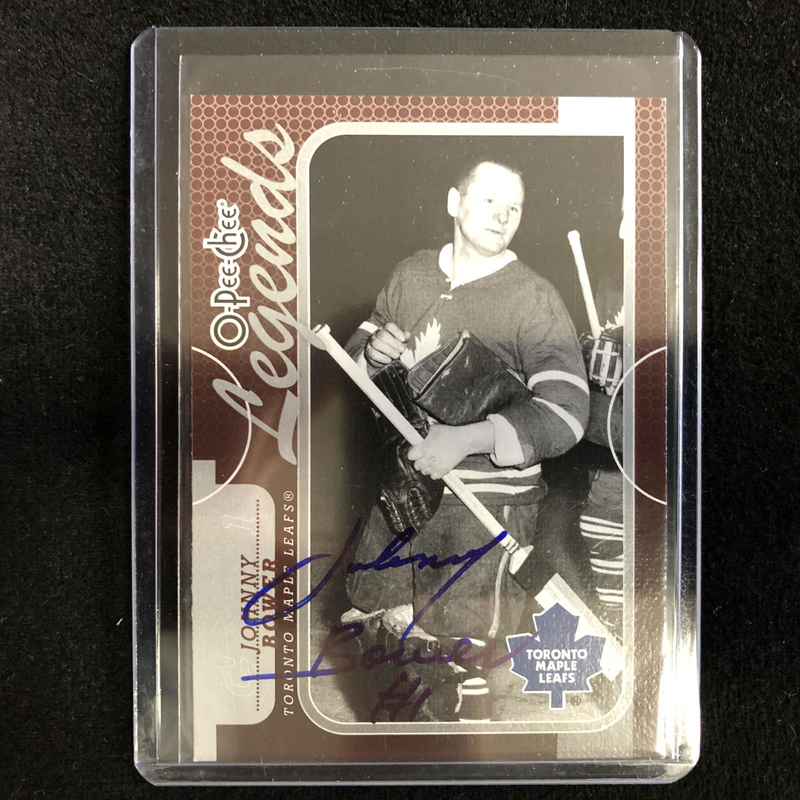 Johnny Bower Signed O Pee Chee Legends Hockey Card