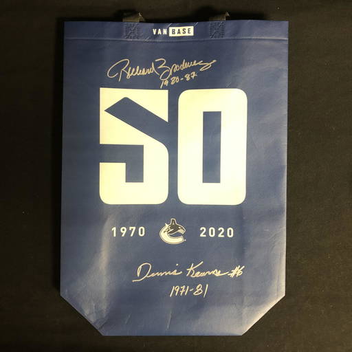 Richard Brodeur & Dennis Kearns Signed Canucks Bag