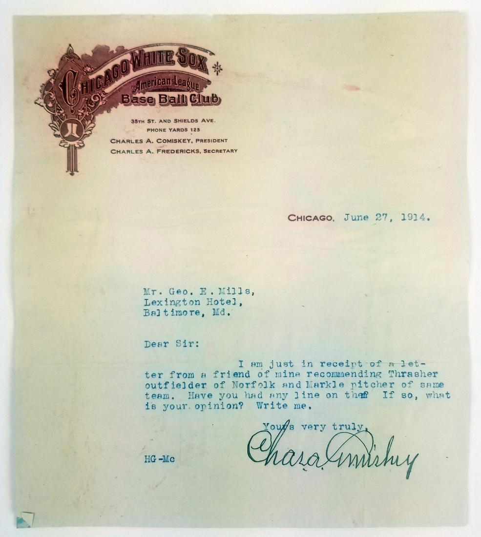 Charles Comiskey Chicago White Sox Authentic Signed