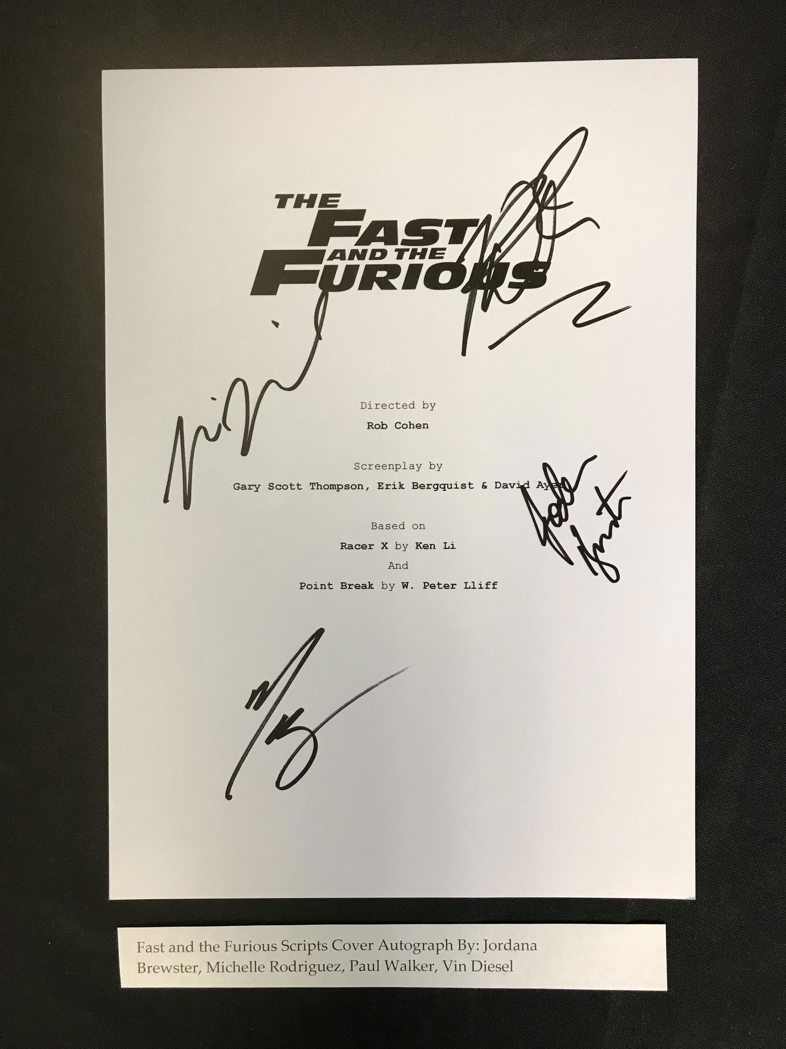MULTI SIGNED "FAST & FURIOUS" SCRIPT COVER w/ PAUL - Sep 06, 2021 ...