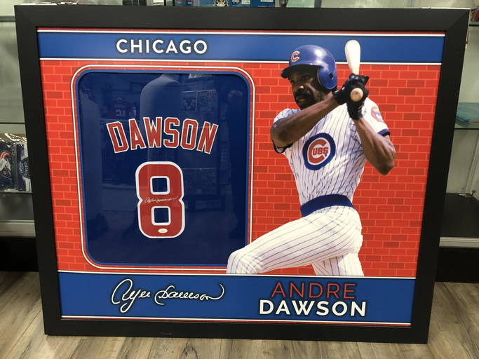 Andre Dawson Signed And Custom Framed Football Jersey
